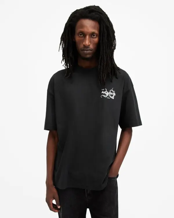 Allsaints Ceremony Oversized Logo T-Shirt - Jet Black | Editorialist